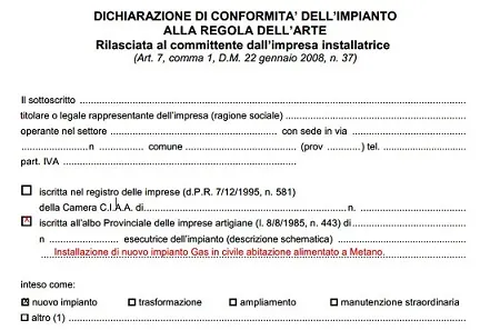 Dichiarazione di conformità impianto 2026: guida elettrico gas..